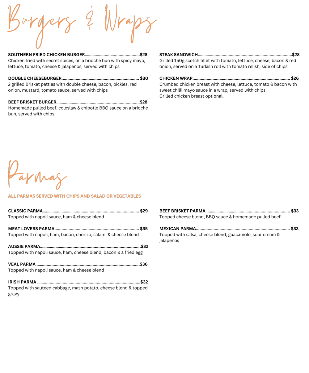 Menu — Courthouse Hotel