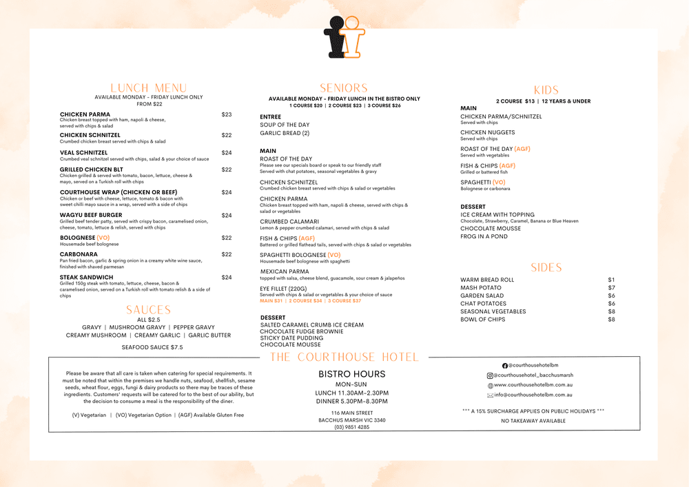 Menu — Courthouse Hotel