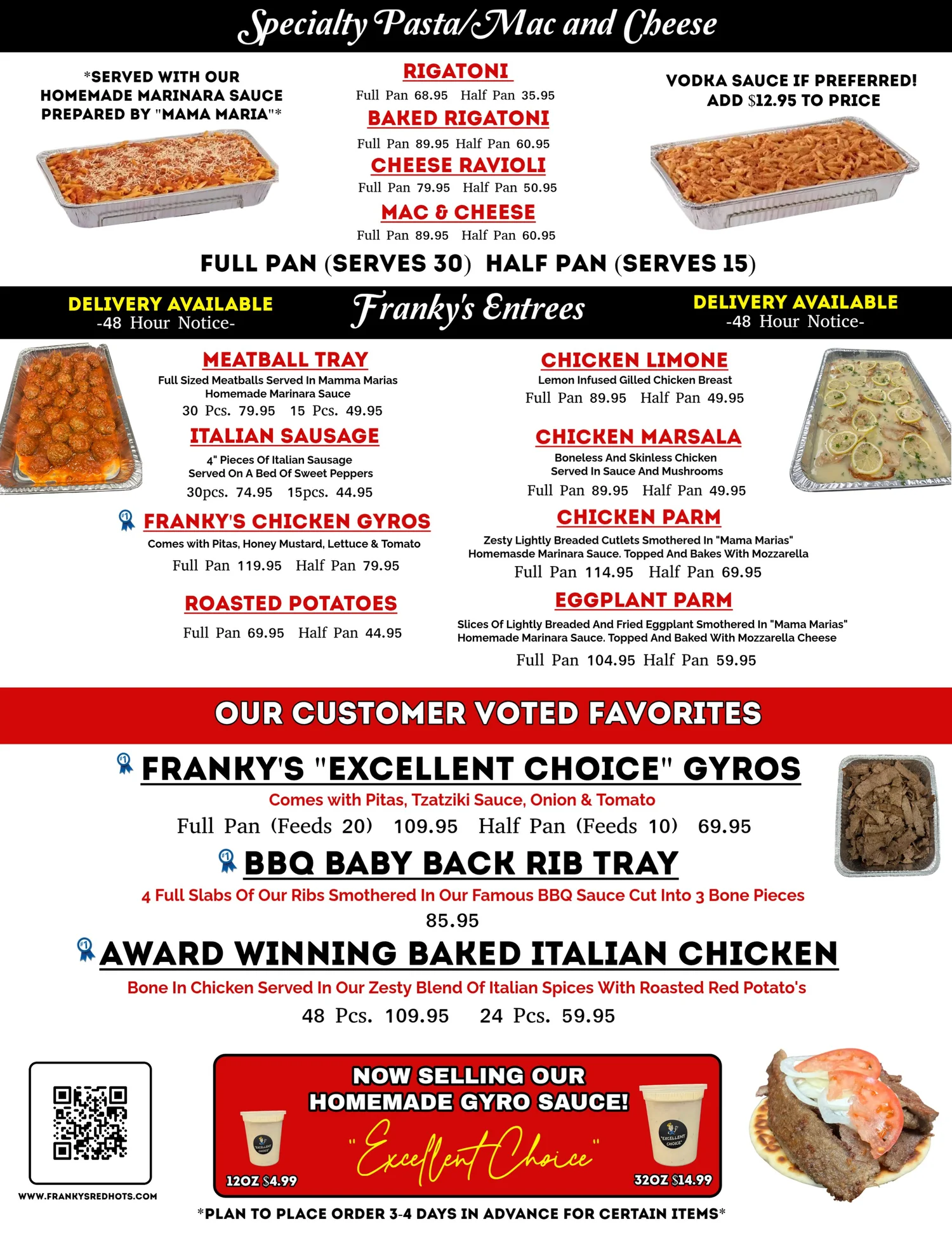 Catering Menu — Franky's Redhots