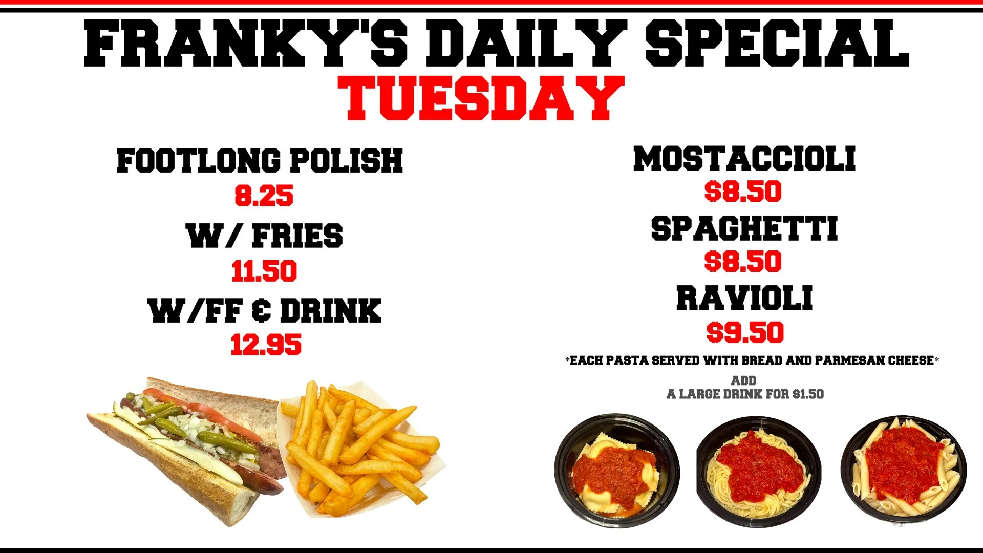 Menu — Franky's Redhots