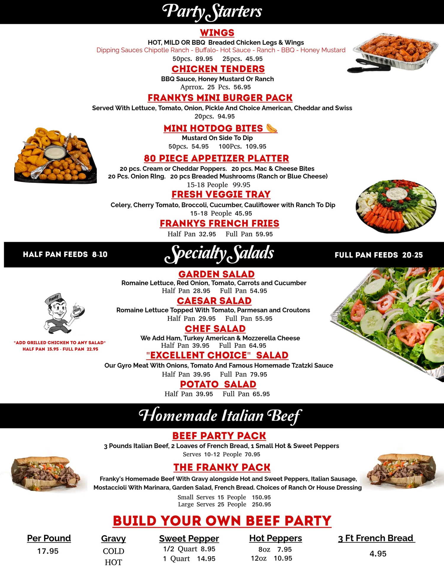 Catering Menu — Franky's Redhots