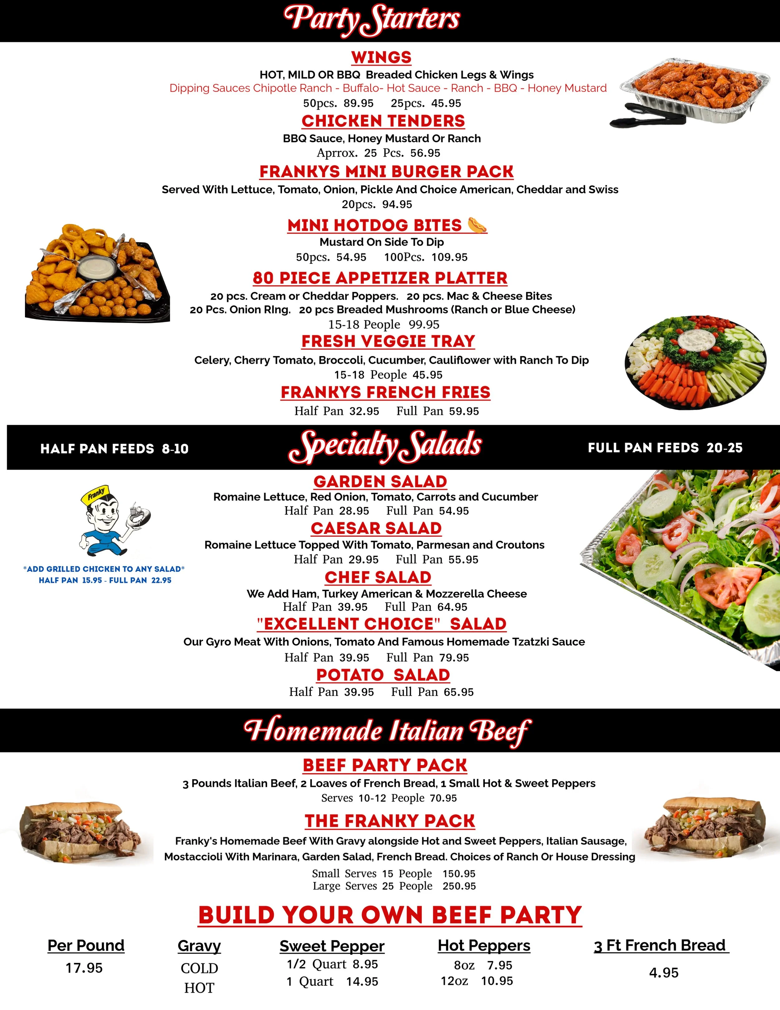 Catering Menu — Franky's Redhots