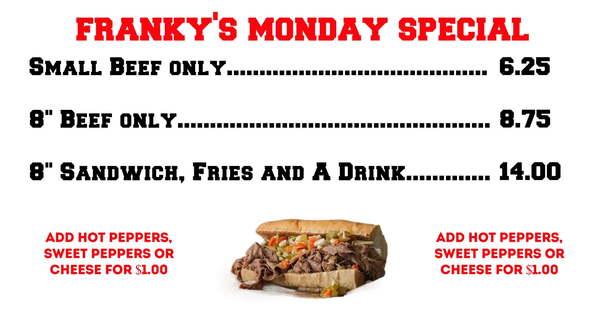 Menu — Franky's Redhots