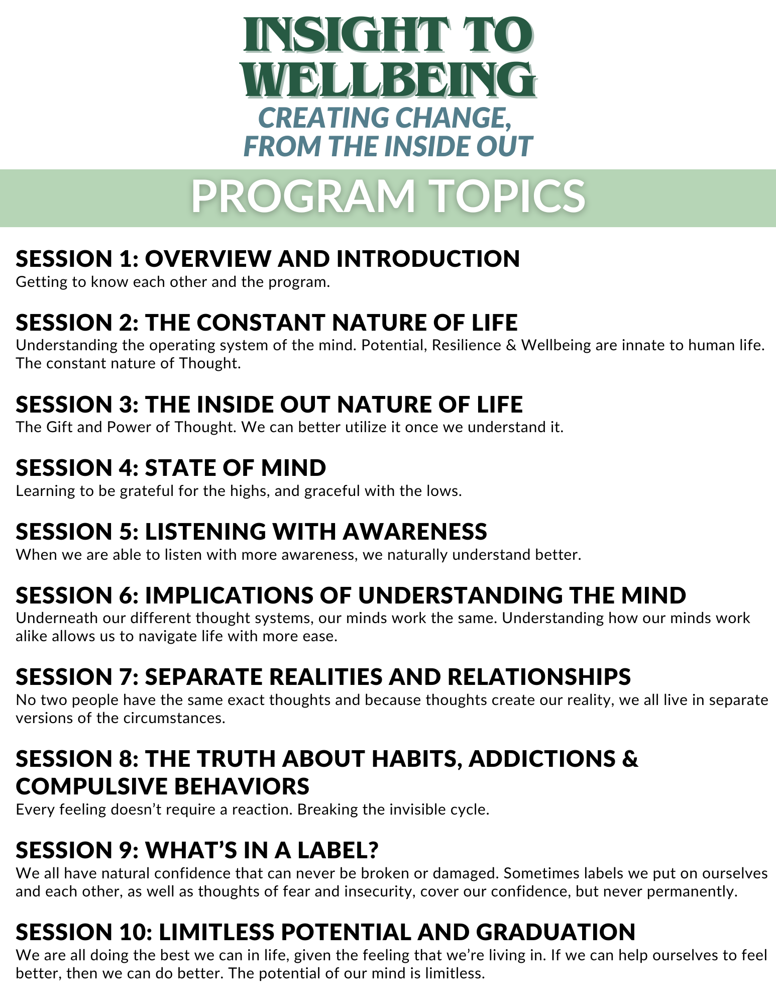 Insight to Wellbeing — The SPARK Initiative