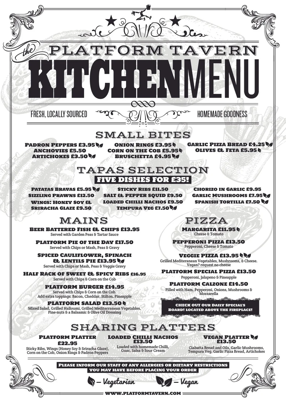 Our Menu — The Platform Tavern