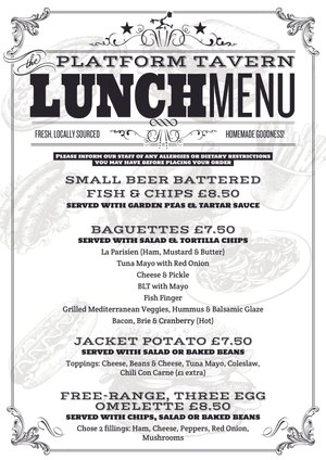 Our Menu — The Platform Tavern
