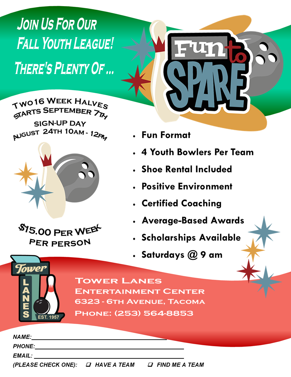 Tower Fall Bowling Leagues — Tower Lanes Entertainment Center