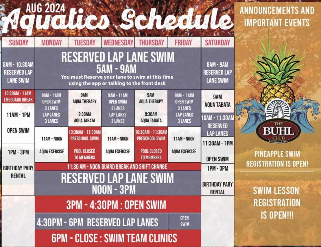Schedules — The Buhl Club