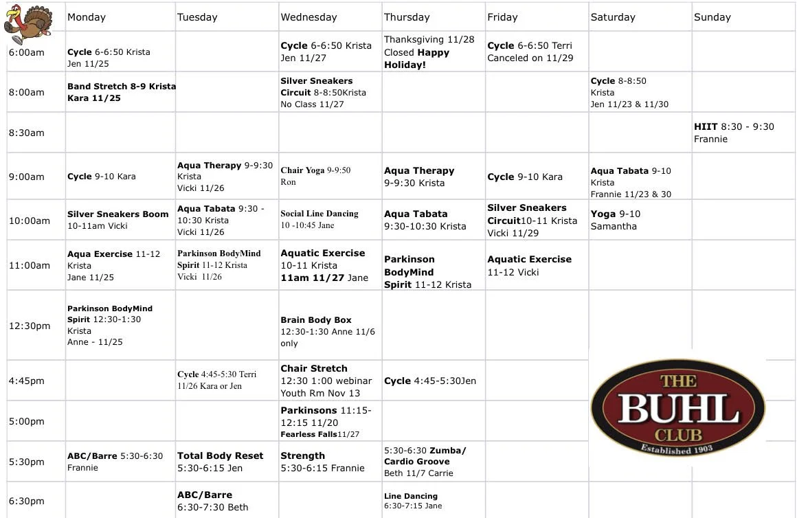 Schedules — The Buhl Club