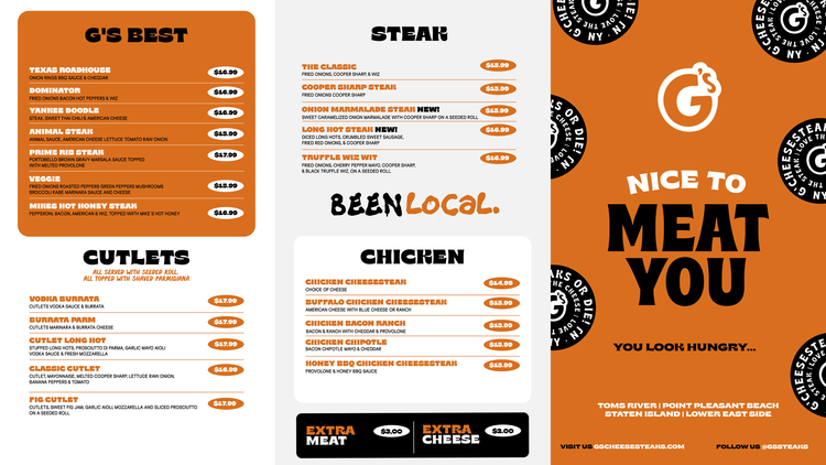 MENU — G's Cheesesteaks
