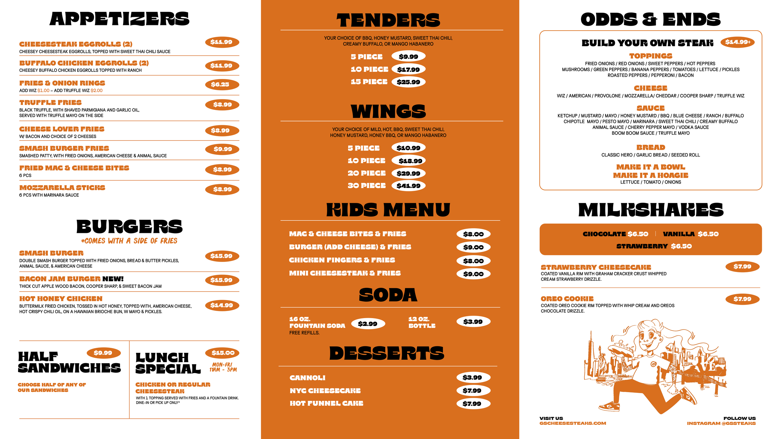 MENU — G's Cheesesteaks