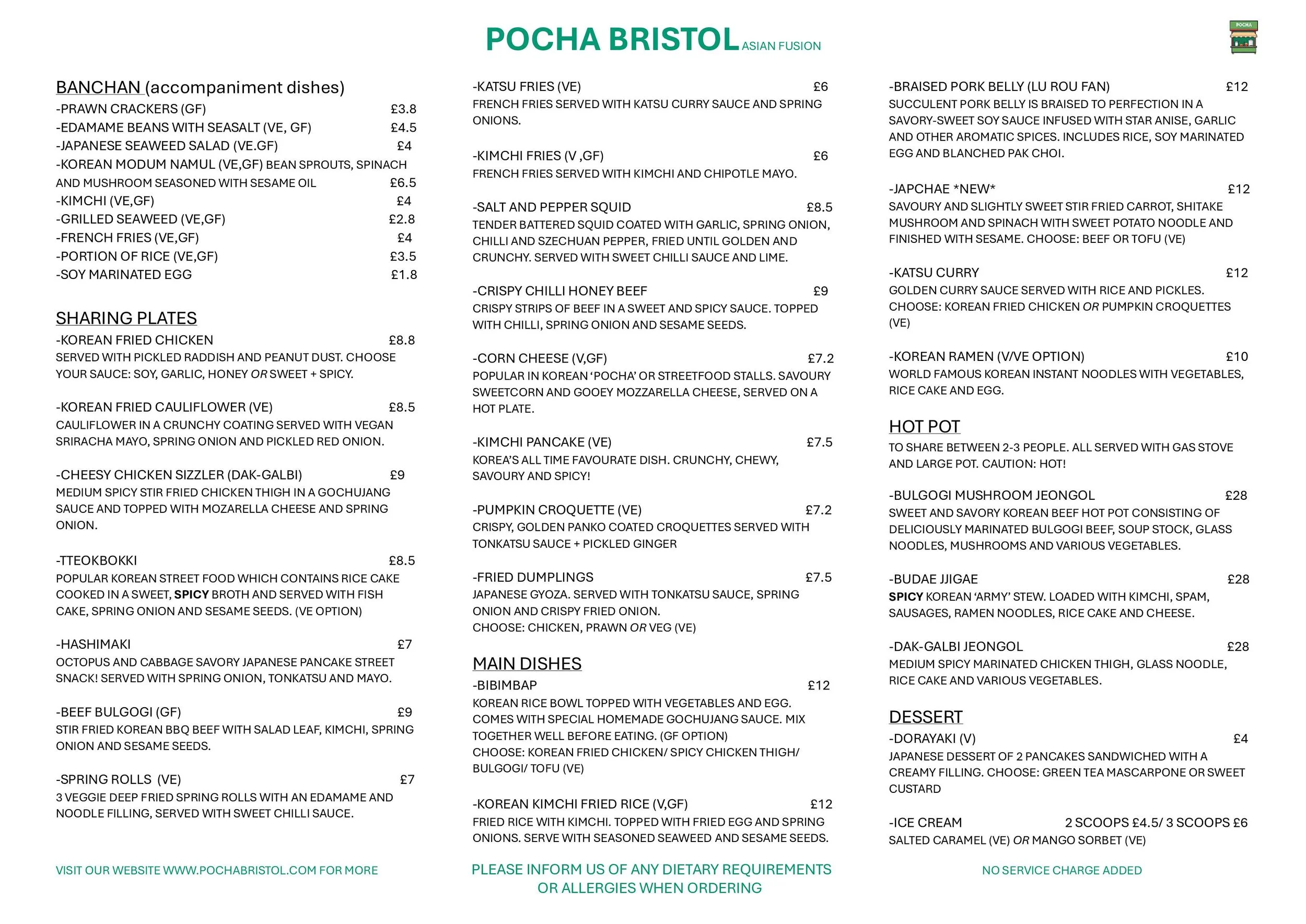 Menu — Pocha Bristol
