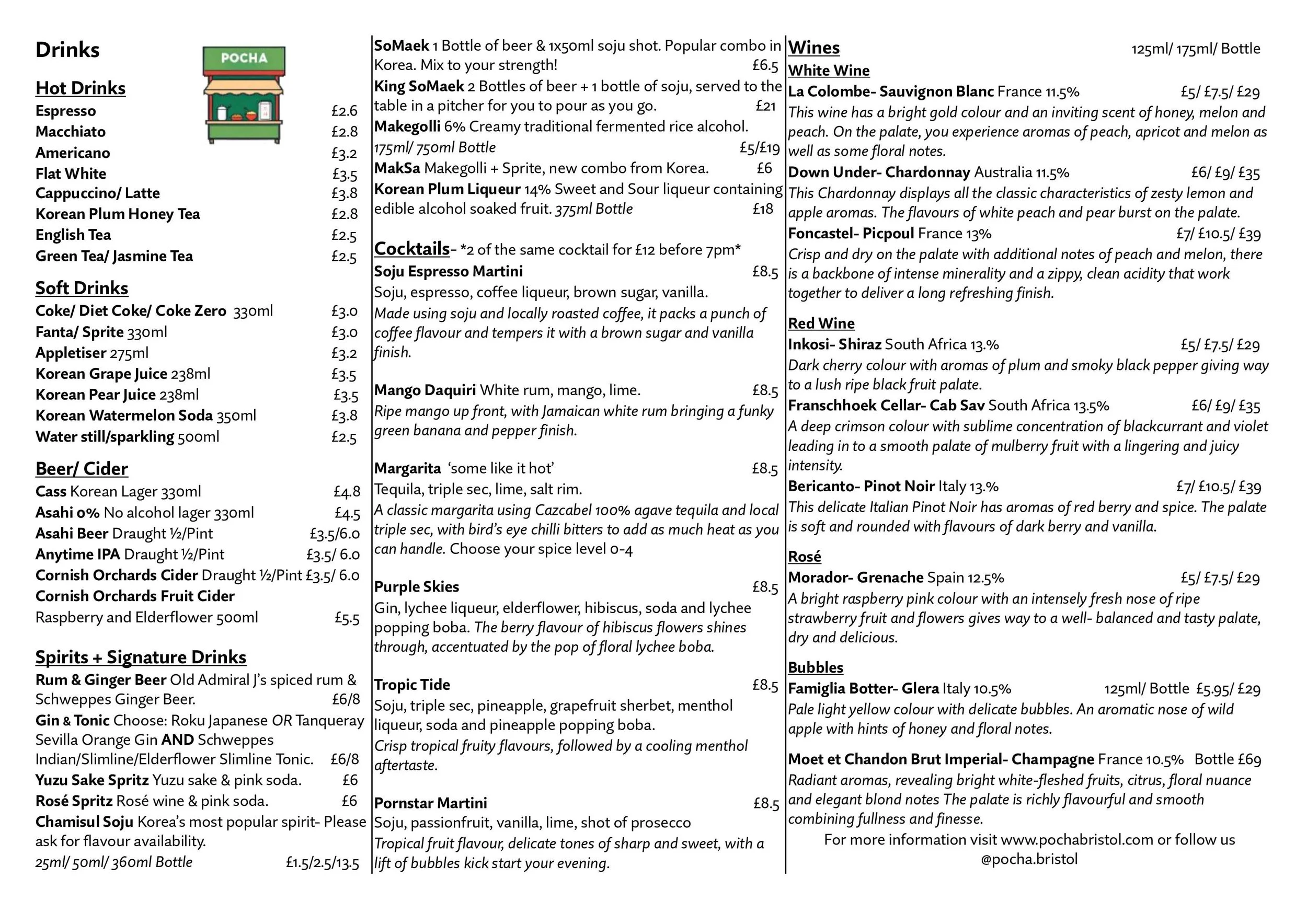 Menu — Pocha Bristol