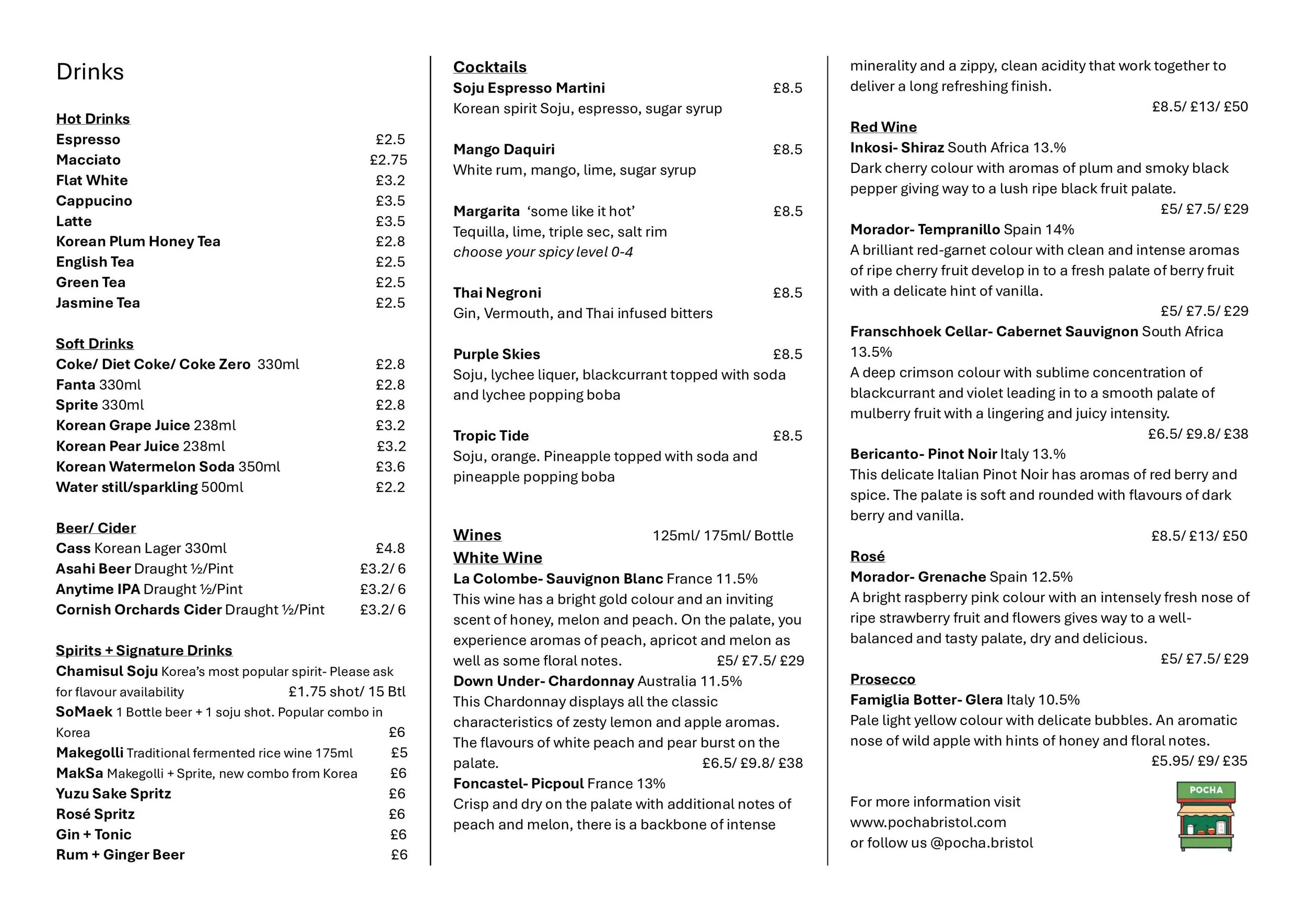 Menu — Pocha Bristol