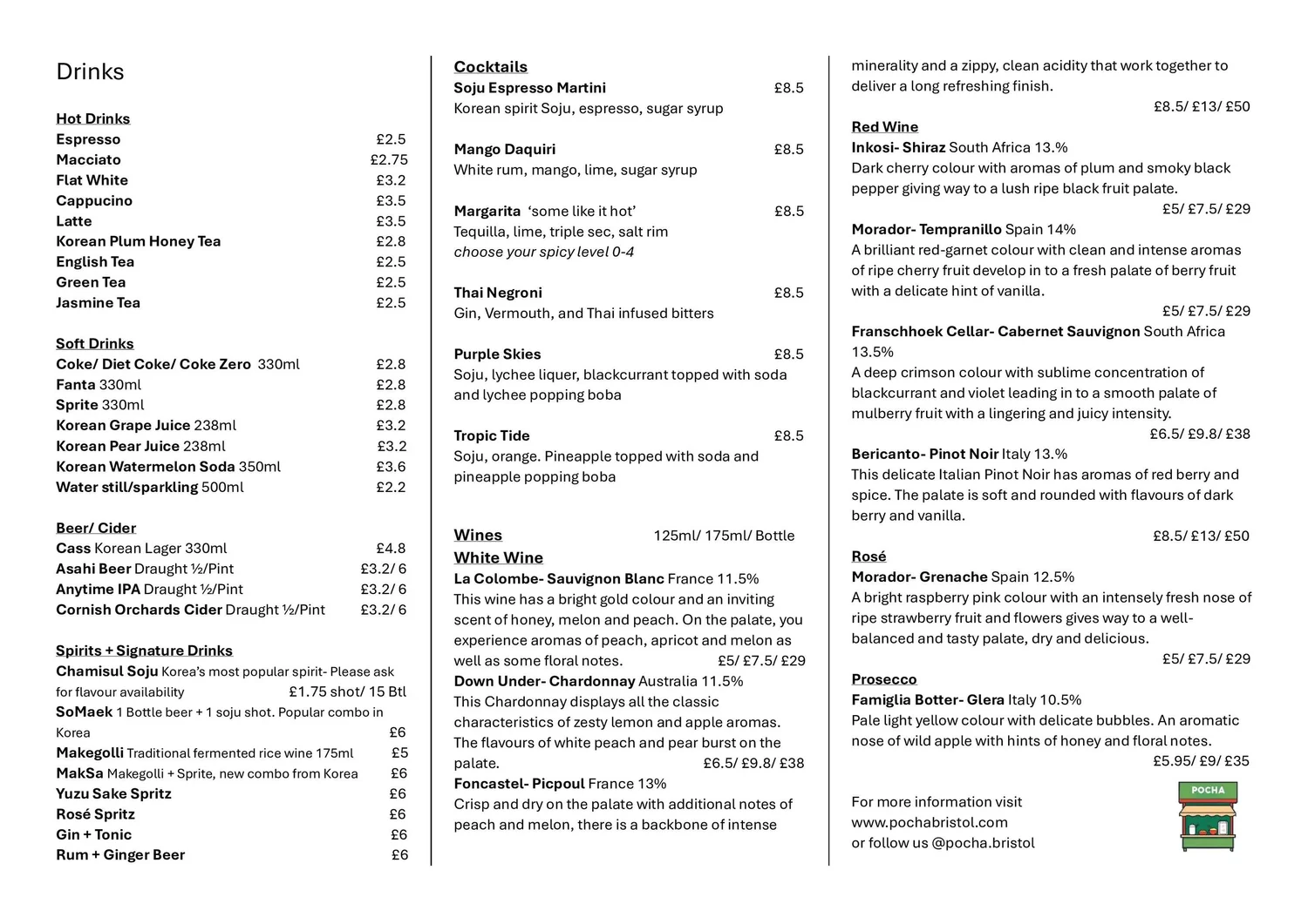 Menu — Pocha Bristol
