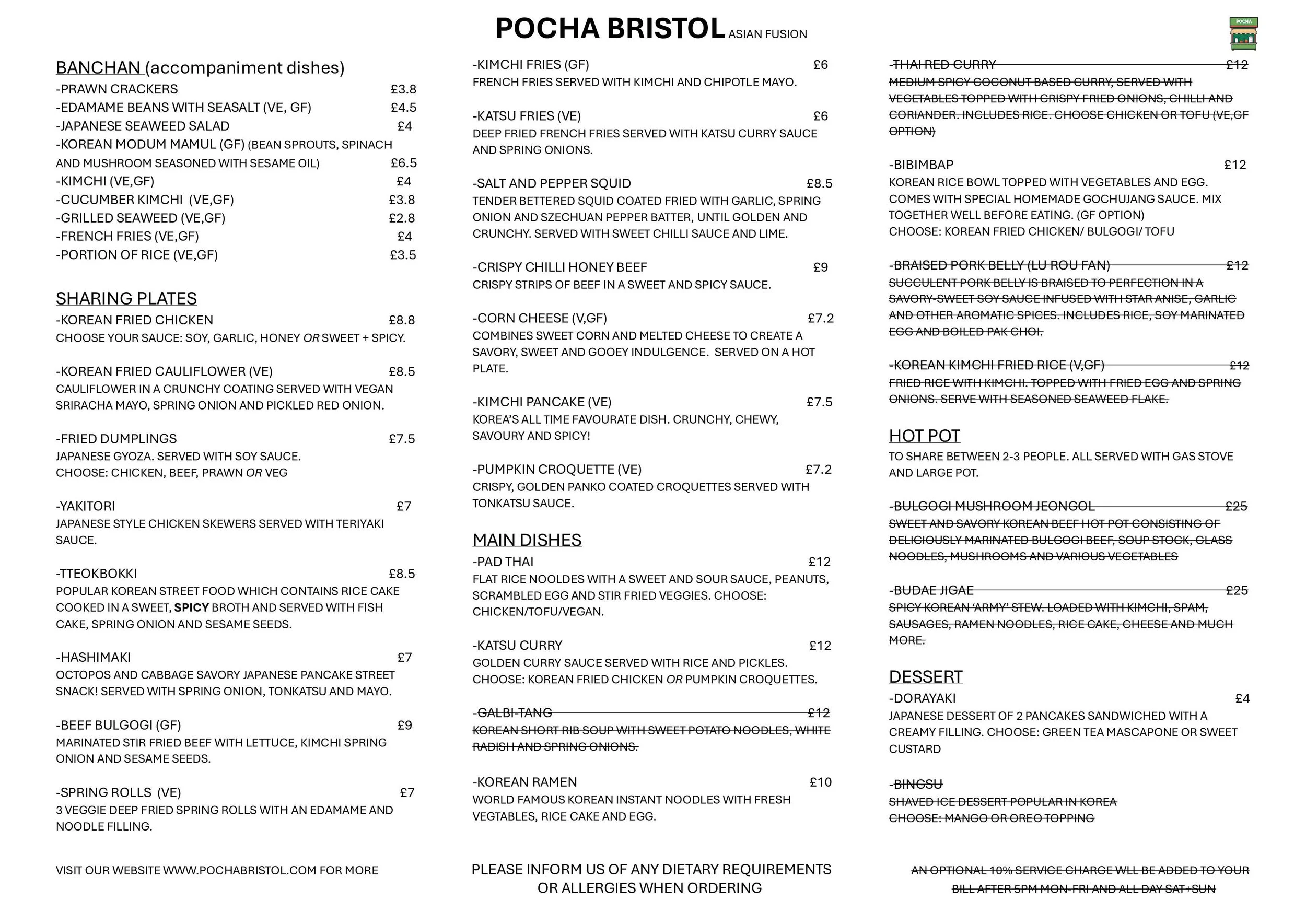 Menu — Pocha Bristol