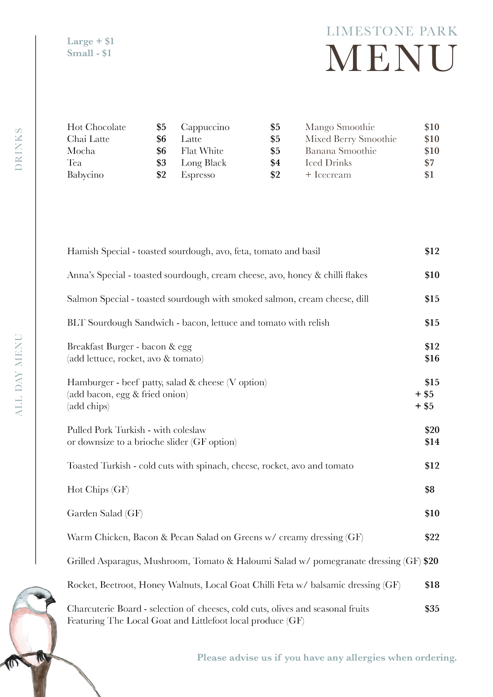Menu — LIMESTONE PARK