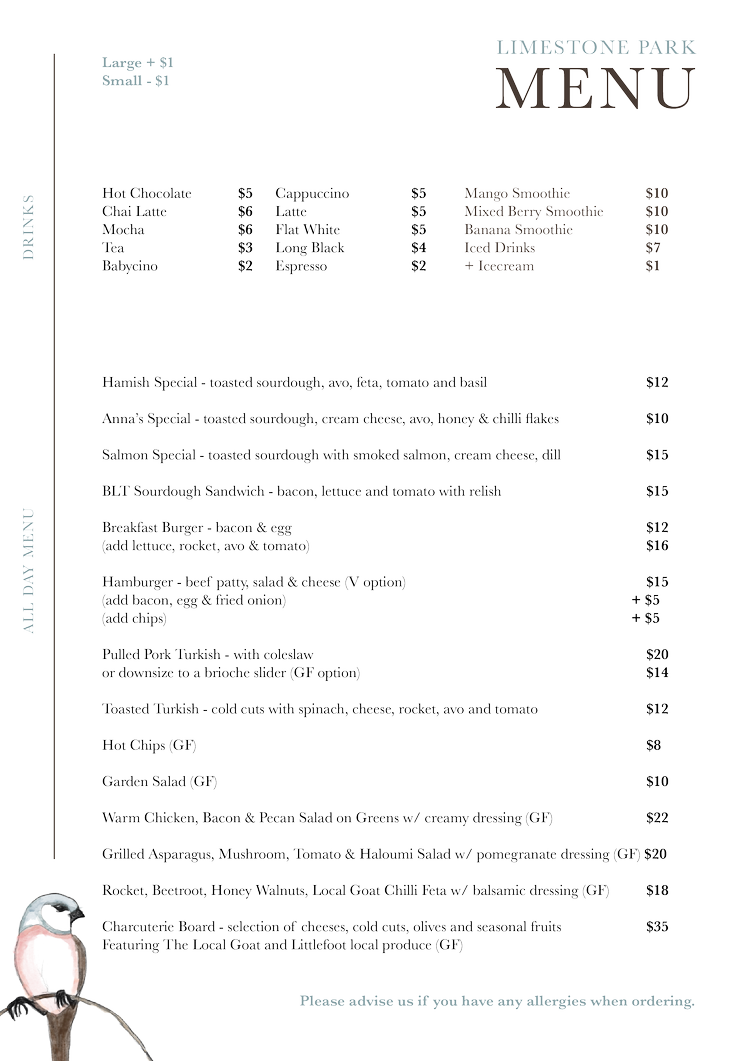 Menu — LIMESTONE PARK