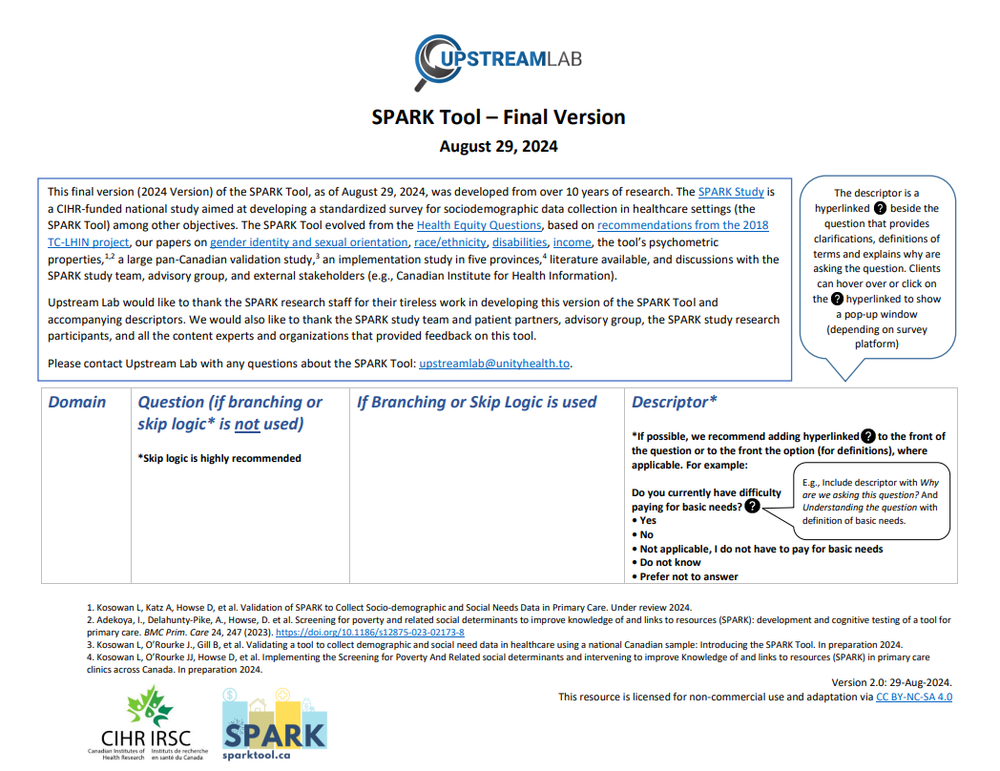 SPARK Tool Materials and Resources — Deep End Canada