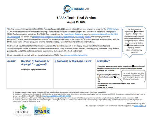 SPARK Tool Materials and Resources — Deep End Canada