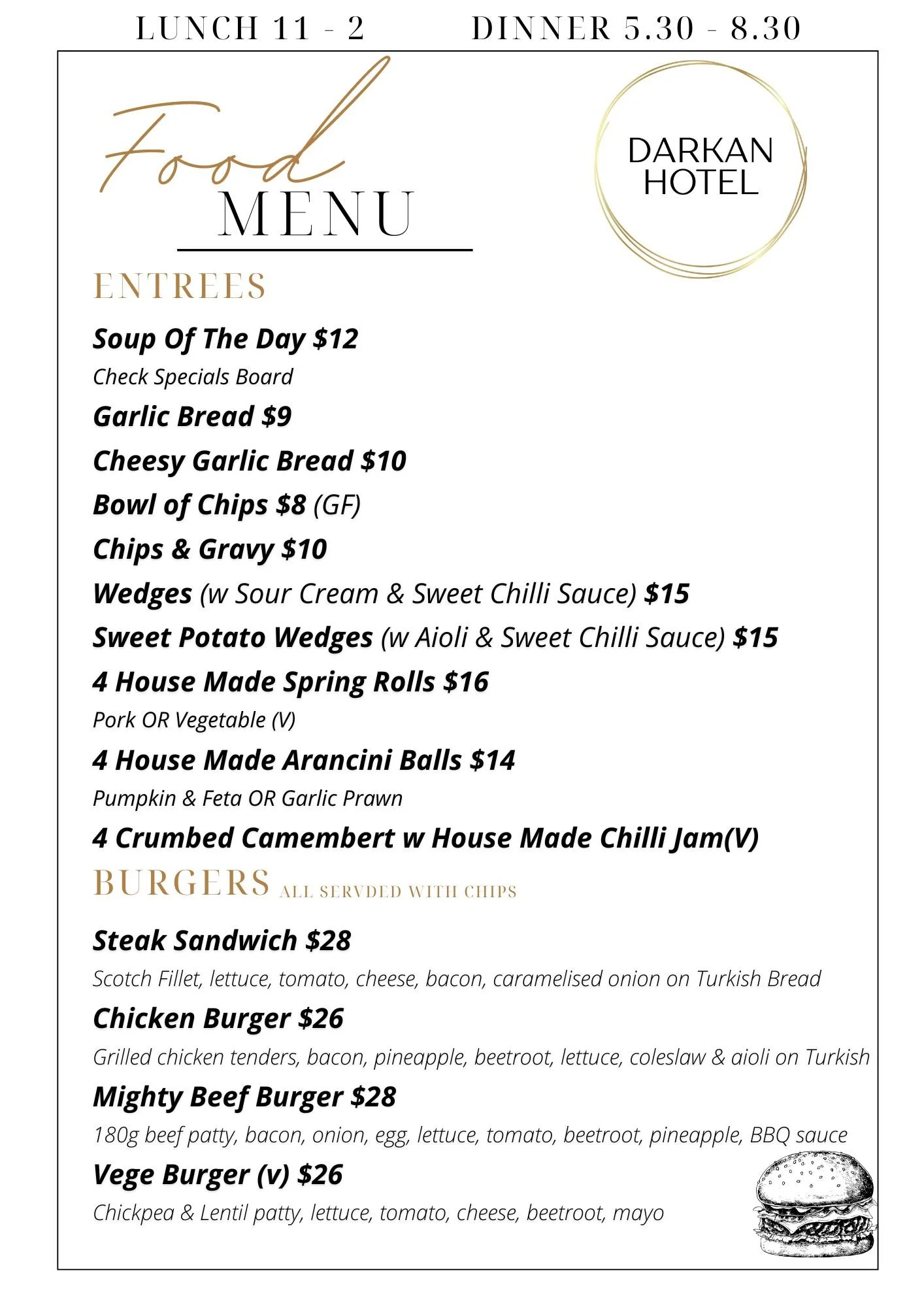 Menus — Darkan Hotel