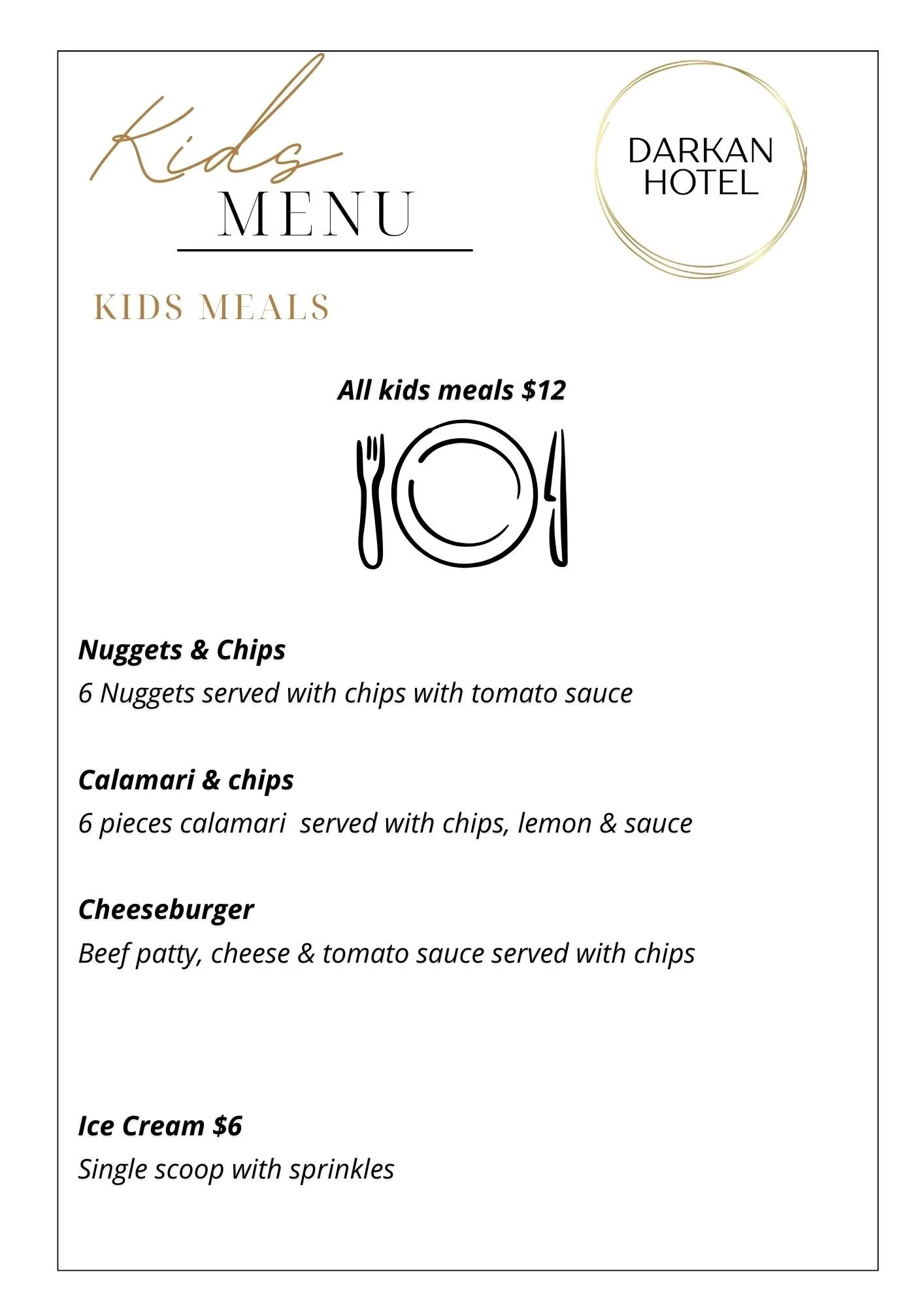 Menus — Darkan Hotel