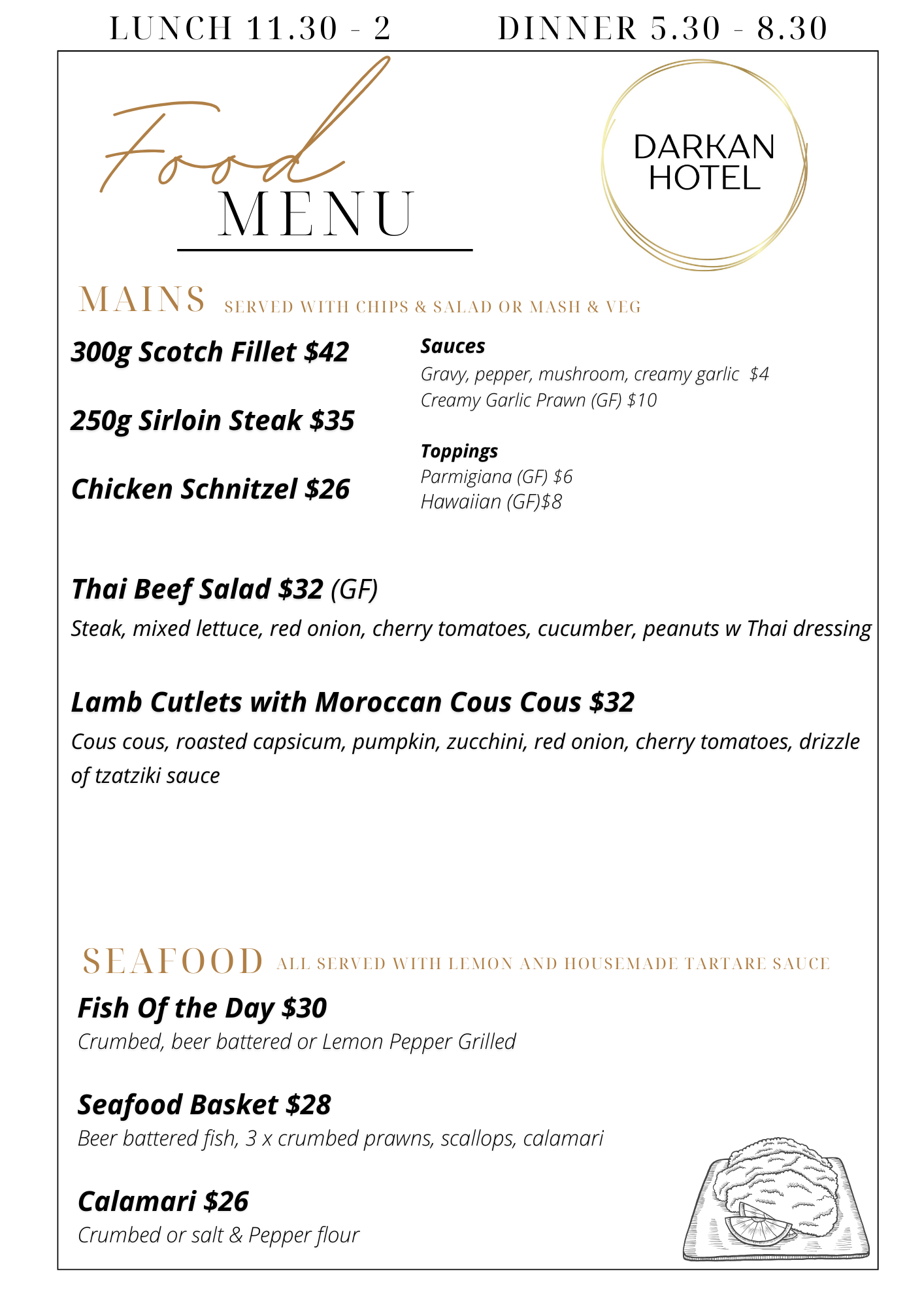 Menus — Darkan Hotel