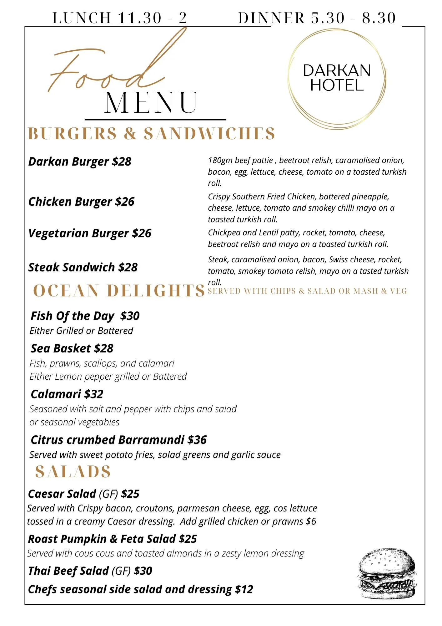 Menus — Darkan Hotel