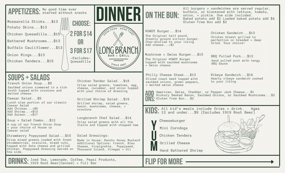 MENUS — LONGBRANCH BAR + GRILL