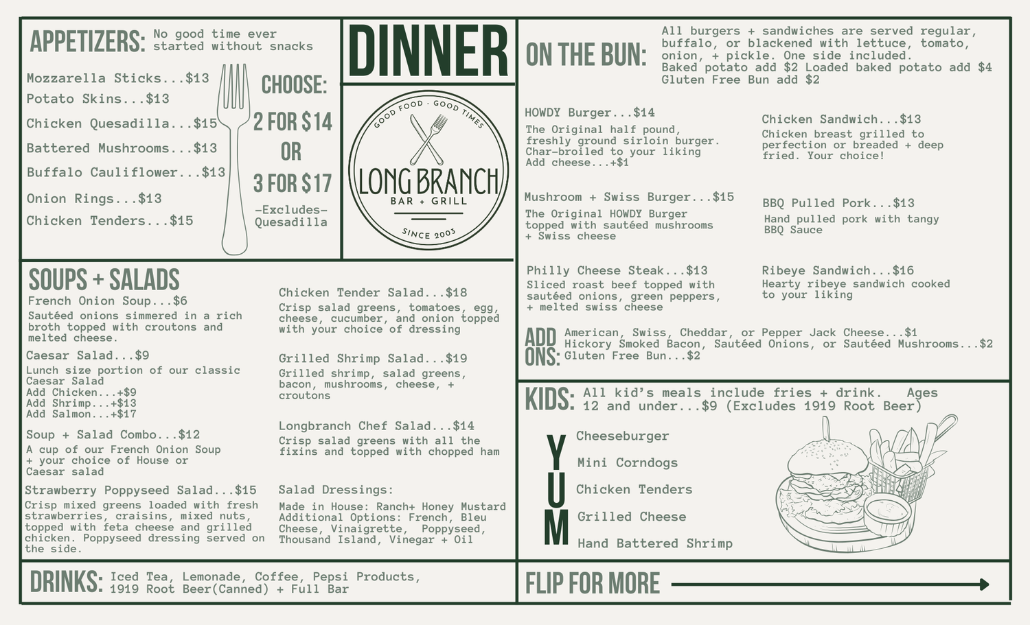 MENUS — LONGBRANCH BAR + GRILL