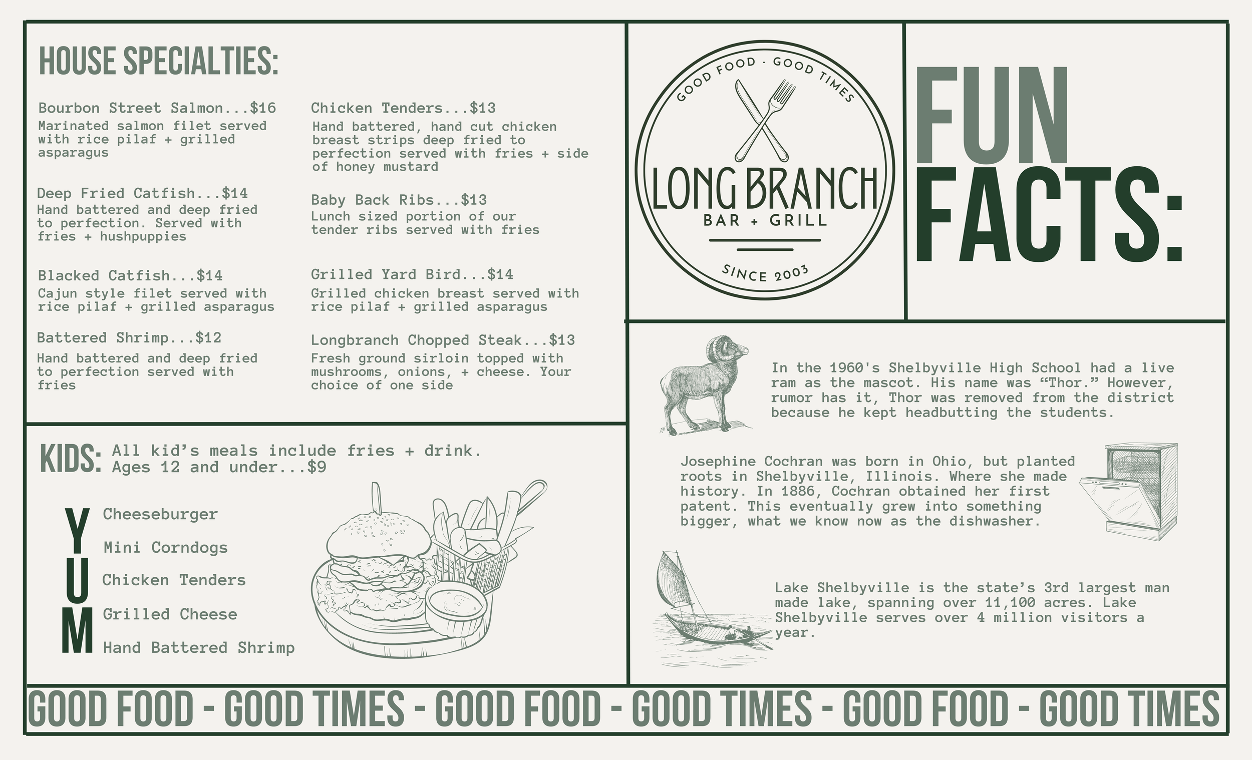 MENUS — LONGBRANCH BAR + GRILL