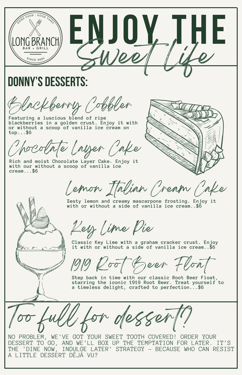 MENUS — LONGBRANCH BAR + GRILL