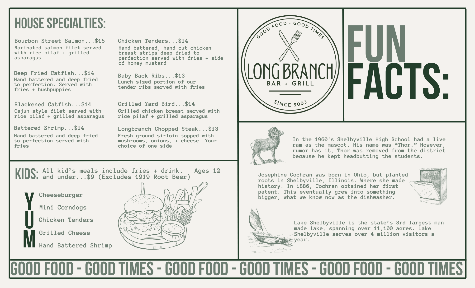MENUS — LONGBRANCH BAR + GRILL