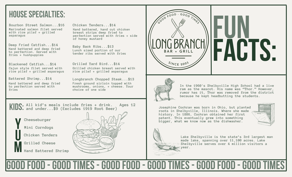 MENUS — LONGBRANCH BAR + GRILL