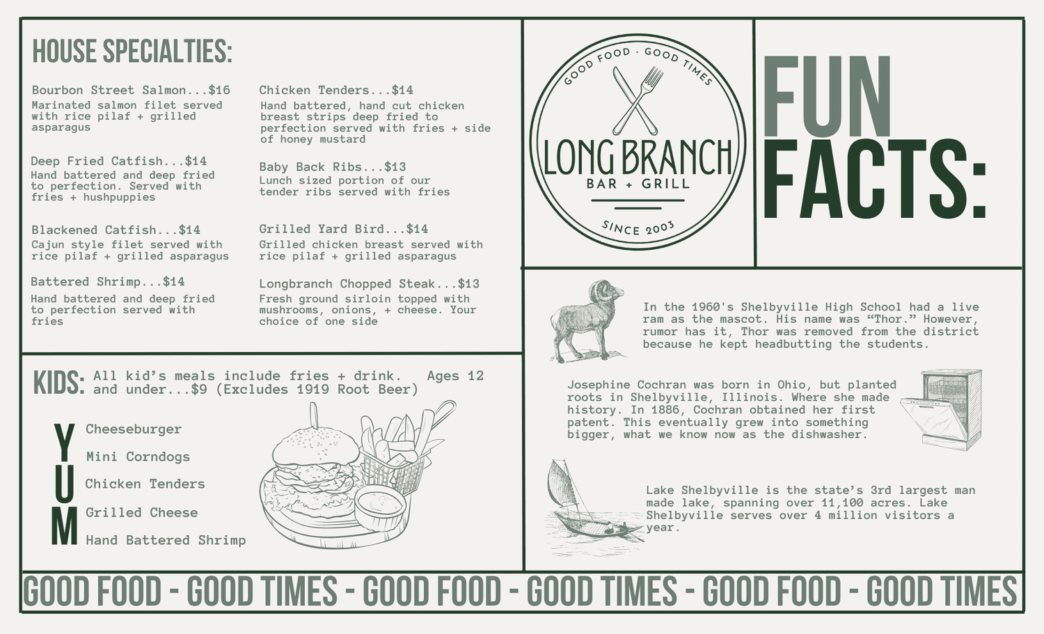MENUS — LONGBRANCH BAR + GRILL