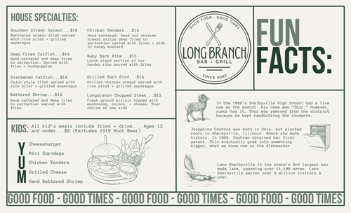 MENUS — LONGBRANCH BAR + GRILL
