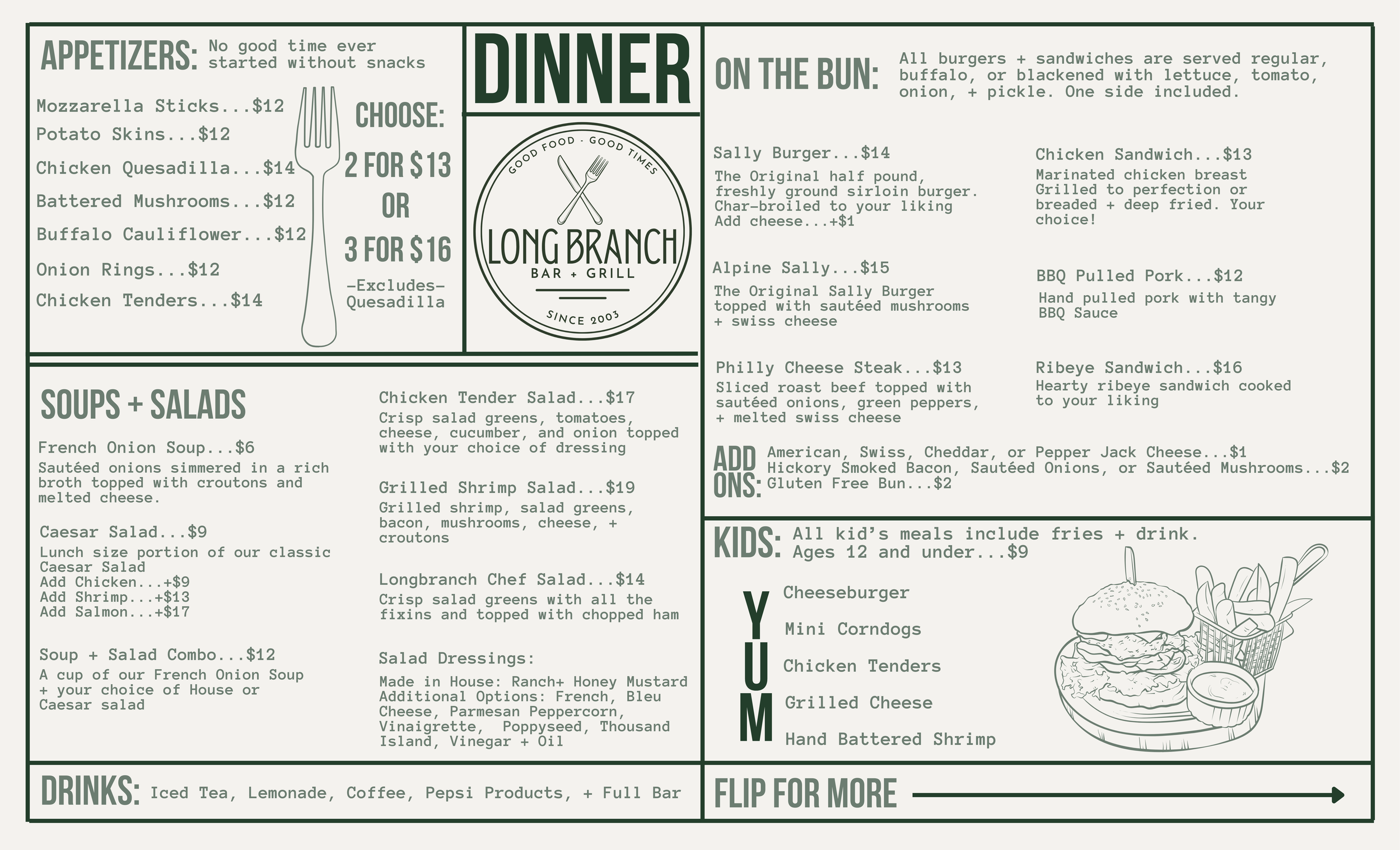 MENUS — LONGBRANCH BAR + GRILL