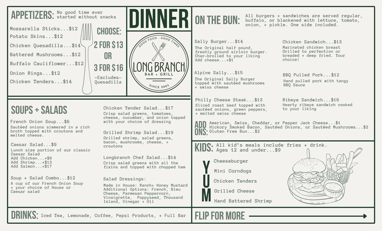 MENUS — LONGBRANCH BAR + GRILL