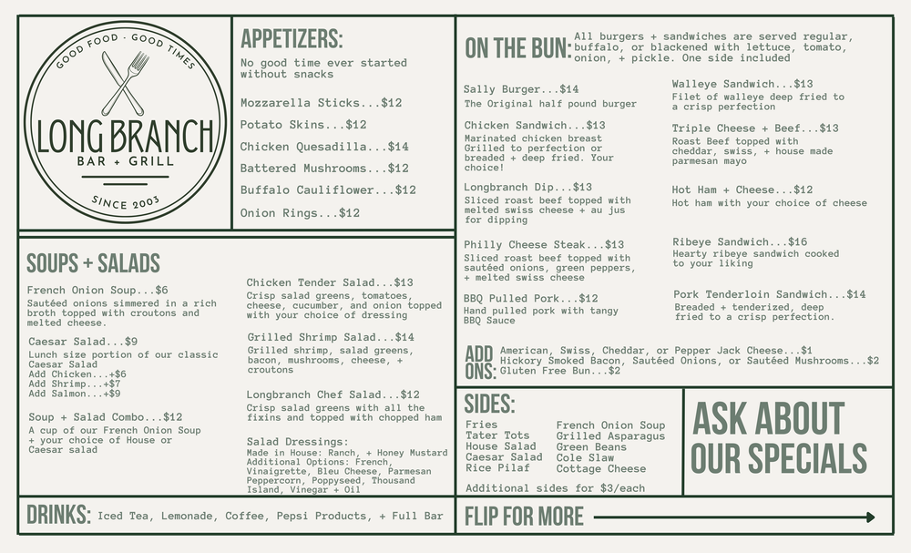 MENUS — LONGBRANCH BAR + GRILL