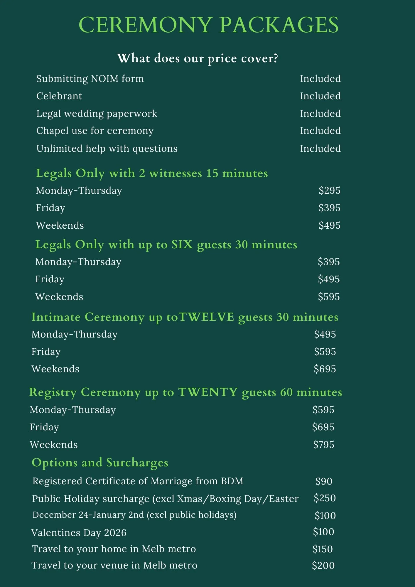 Registry Style Weddings