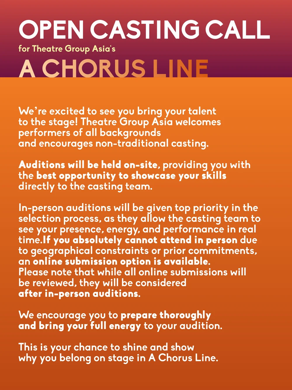 Auditions — Theatre Group Asia