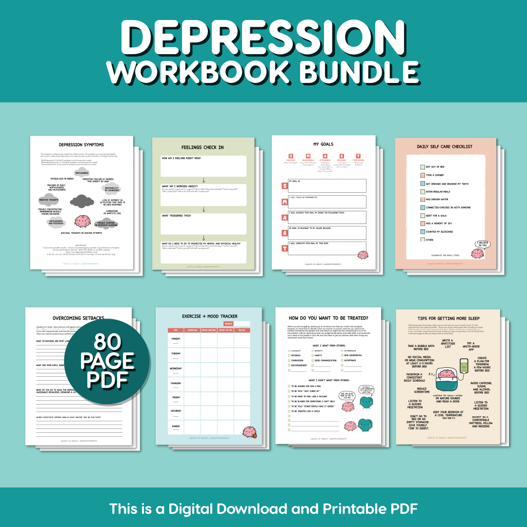 CBT Depression Mental Health Workbook — Hearts of Growth