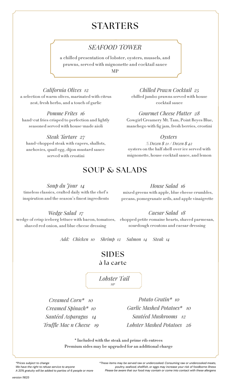 Menu | Experience Fine Dining – Reserve Today — Prime Steakhouse