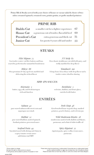Menu | Experience Fine Dining – Reserve Today — Prime Steakhouse