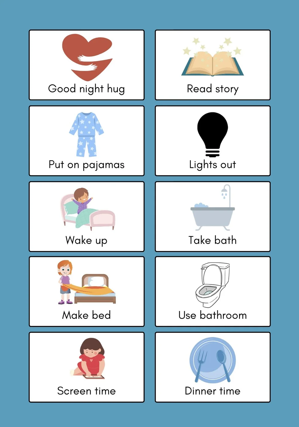 Free Morning & Bedtime Visual Schedule for Kids | Printable Routine ...