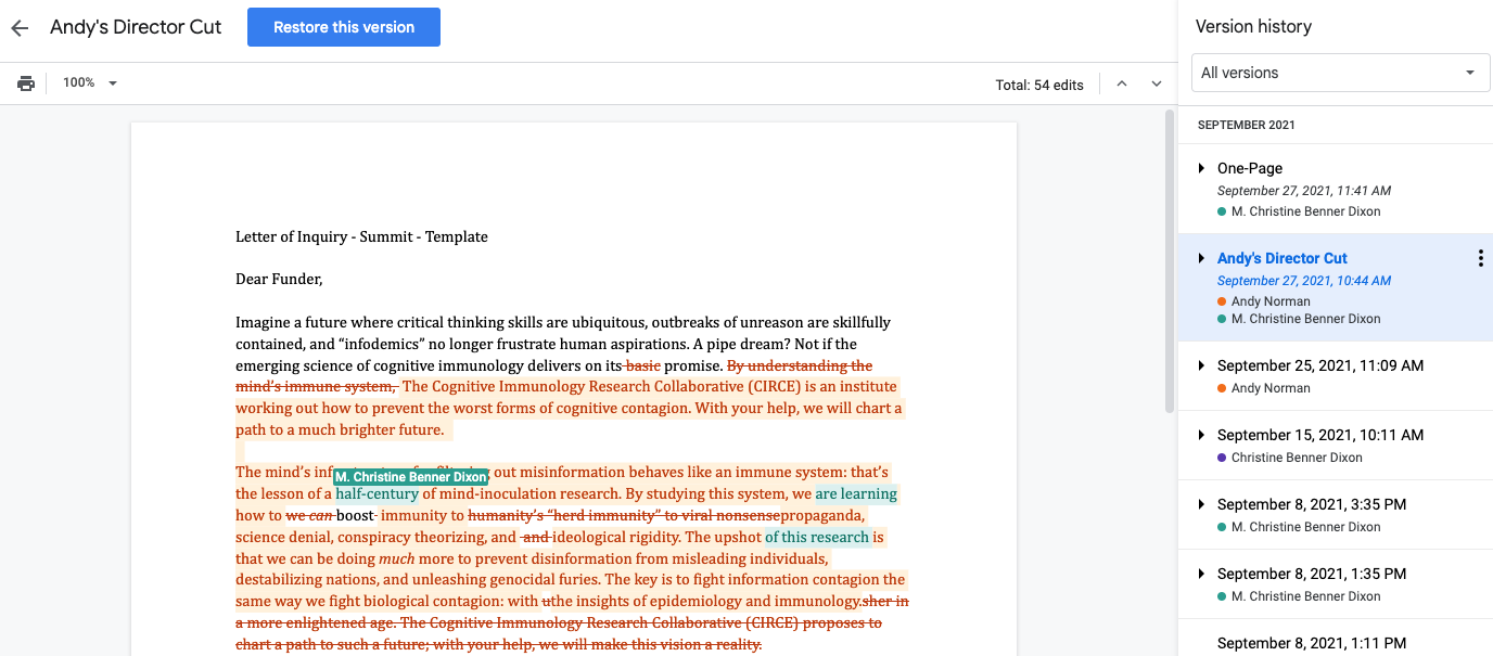 HOW TO USE GOOGLE DOCS: VERSION HISTORY — Zizia Studio