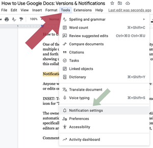 HOW TO USE GOOGLE DOCS: NOTIFICATIONS — Zizia Studio
