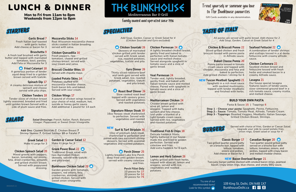 Menu — The Bunkhouse