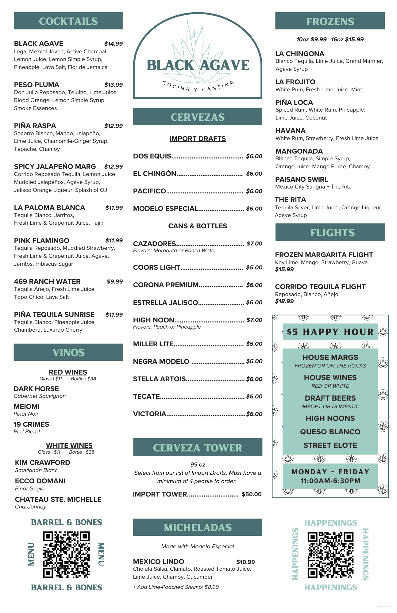 Menu — Black Agave