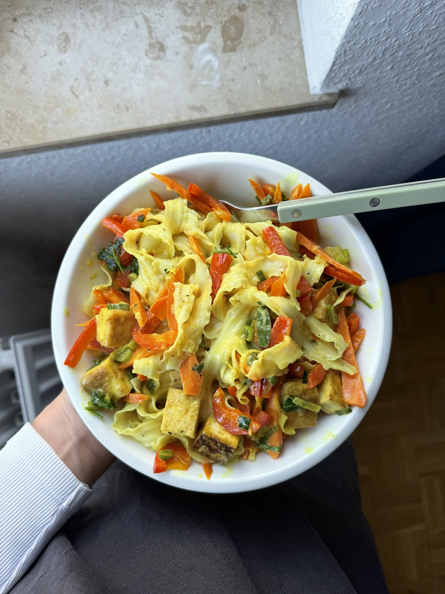curried coconut noodles with crispy coriander tofu — Julia Maiten